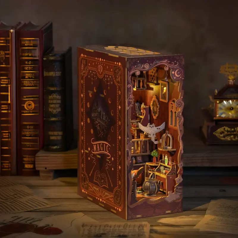 Enchanted Magic Station 180° Folding DIY Book Nook Kit - kingstora.com