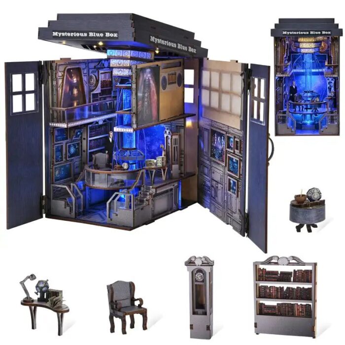 Doctor Who - Mysterious Blue Box TARDIS DIY Book Nook Kit - kingstora.com
