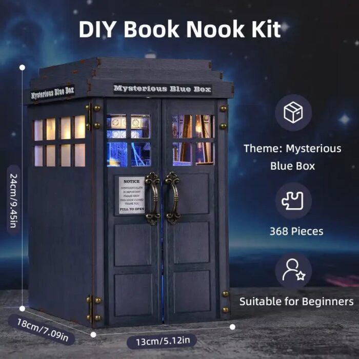 Doctor Who - Mysterious Blue Box TARDIS DIY Book Nook Kit - kingstora.com